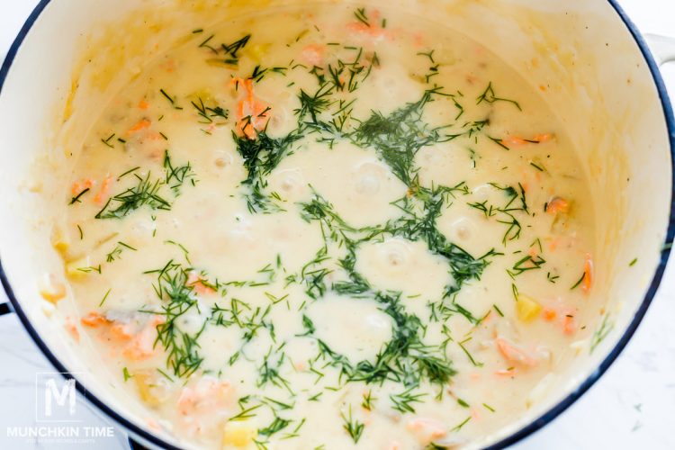 Salmon Chowder Soup (Video) - Munchkin Time