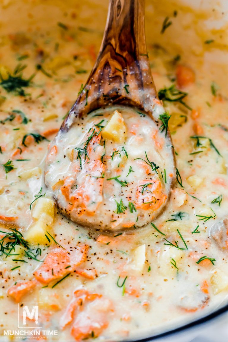 Salmon Chowder Soup (Video) - Munchkin Time
