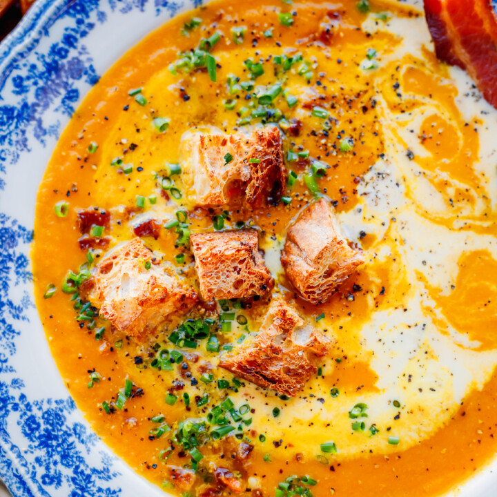 Creamy Carrot Soup Recipe with Smoky Bacon - Munchkin Time