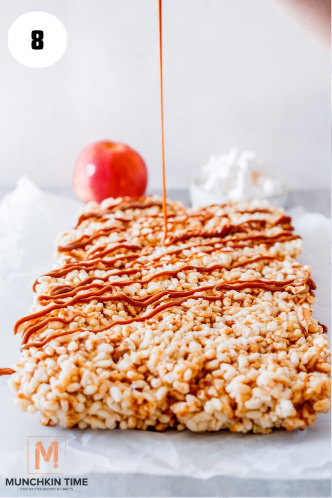Salted Caramel Rice Krispie Treats with Apples - Munchkin Time